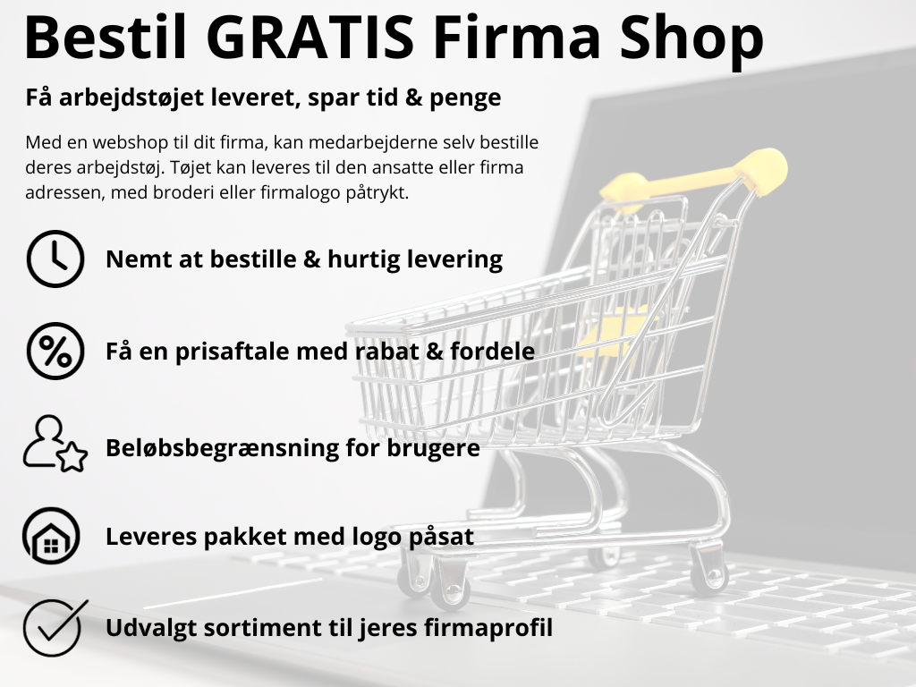 Få en webshop til firmaets tøjindkøb. GRATIS webshop